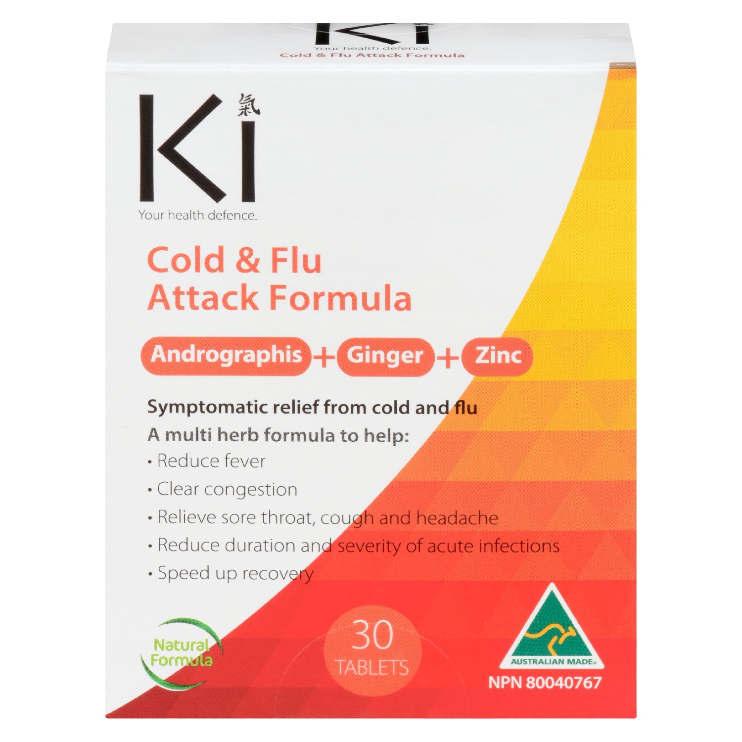Buy Ki Cold and Flu Attack Formula (30 Tablets) for $21.33 CAD - Vitasave