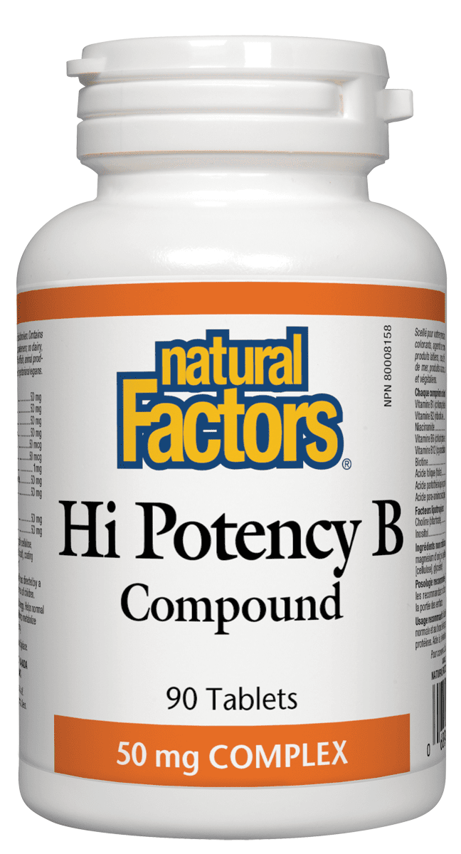 Buy Natural Factors Hi Potency B Compound 50 mg (90 Tablets) for $13.53 ...